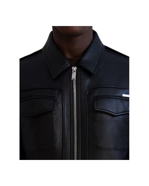 Karl Lagerfeld Faux-leather Full-zip Trucker Jacket in Black for Men | Lyst