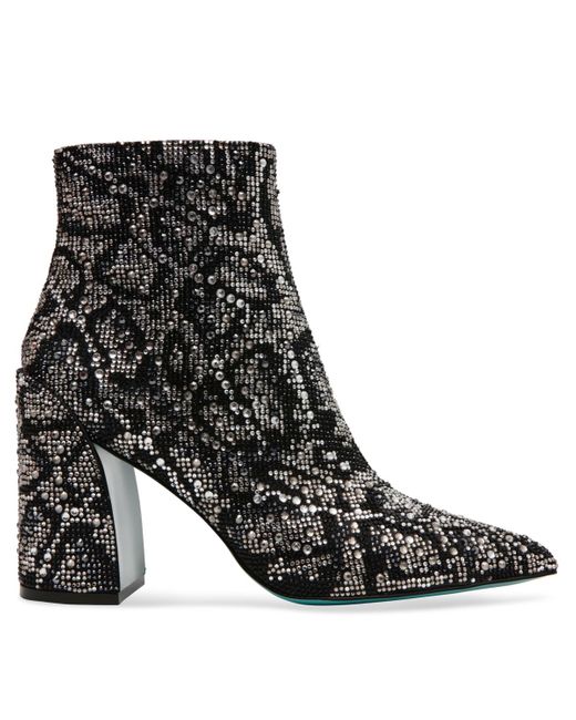 Betsey Johnson Kris Rhinestone Booties in Black | Lyst