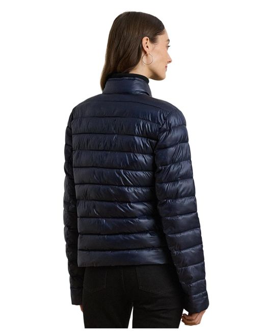 Ralph Lauren Snap-front Stand-collar Packable Coat in Blue | Lyst