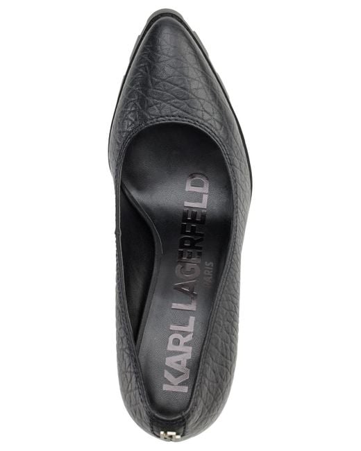 Karl Lagerfeld Madelyn Slip On Pointed Toe Lug Sole Pumps in Black | Lyst