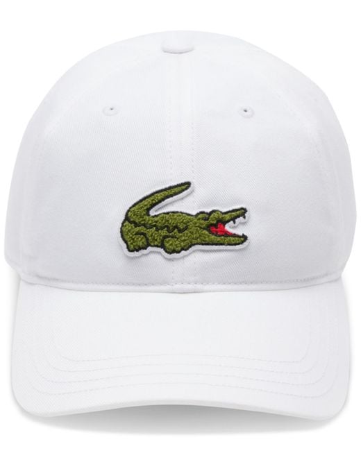 Lacoste Croc Logo Cap in White for Men | Lyst