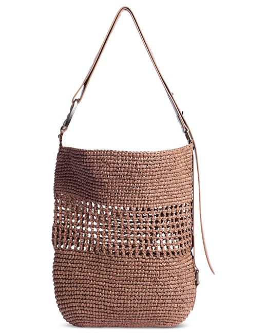 Sam Edelman Marcie Open Weave Raffia Bucket Bag in Brown | Lyst