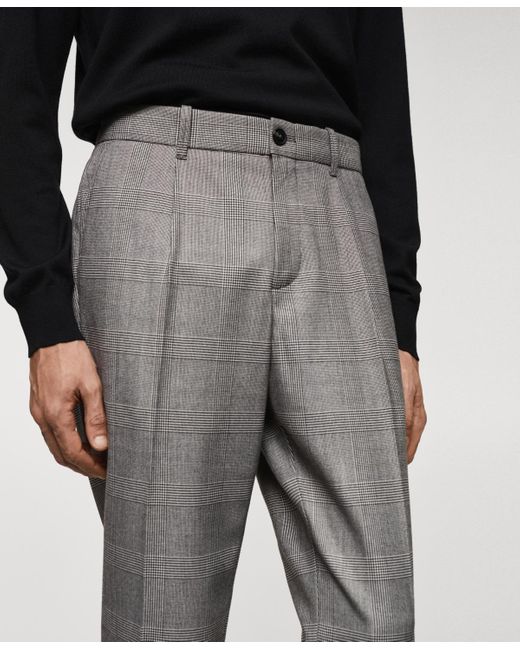 Mango Check Pleated Pants in Black for Men | Lyst