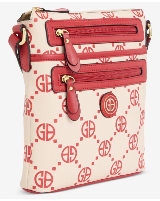 Giani Bernini Monogram Signature North South Crossbody in Red | Lyst