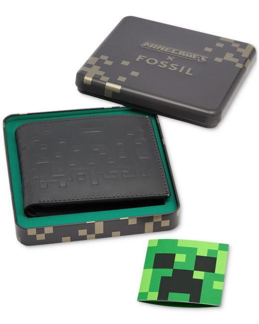 Fossil Minecraft X Special Edition Embossed Leather Pass Case in Black ...