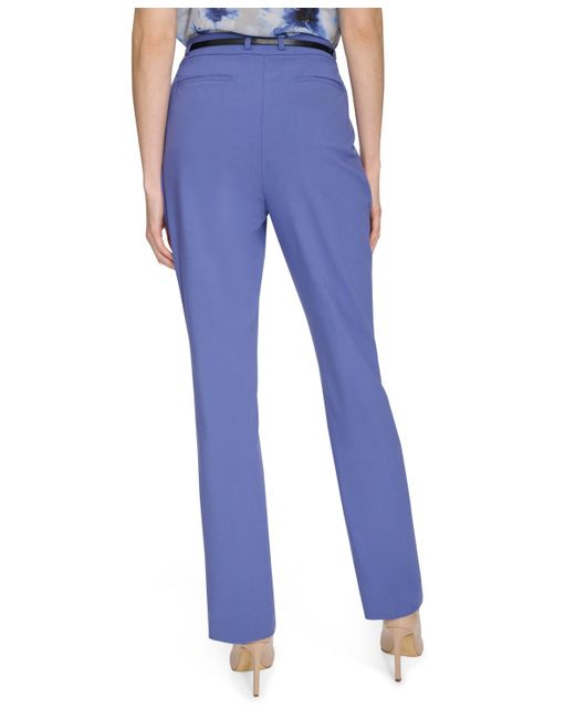 Calvin Klein Front-slit Slim-leg Pants in Blue | Lyst