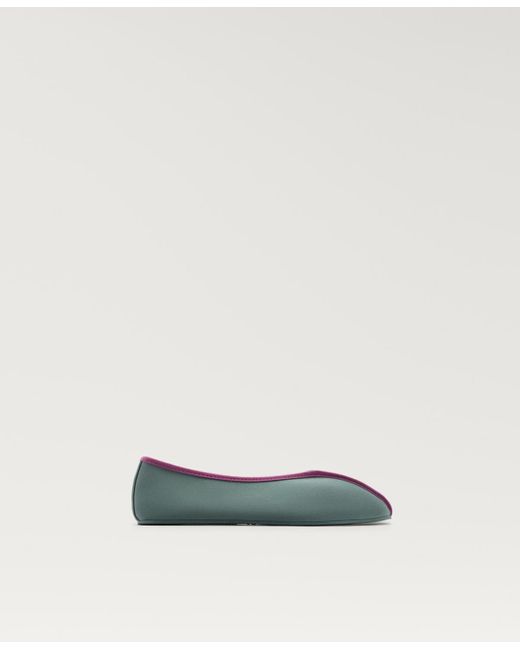Mango Satin Contrast Piping Ballerina Shoes in Blue | Lyst