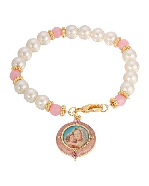 Symbols of Faith 14k Gold-dipped Imitation Pearl Mary And Child Image ...