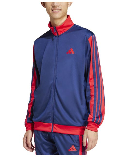 adidas Regular-fit 3-stripes Colorblocked Tricot Track Jacket in Blue ...