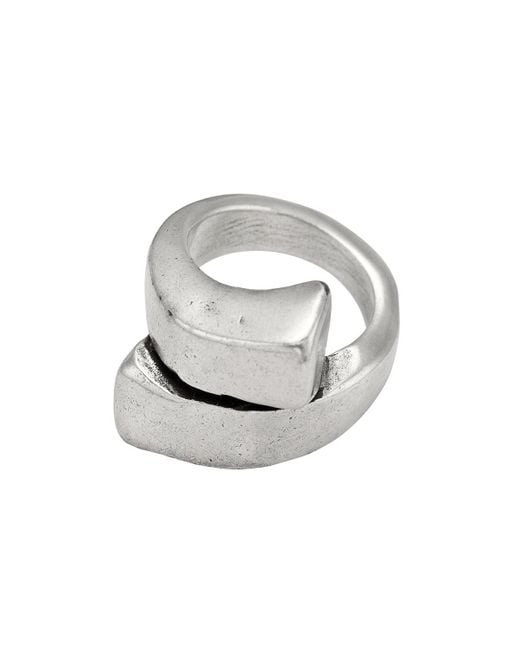 Uno De 50 Sterling Spiral Shape Metal Clad Ring in Metallic | Lyst