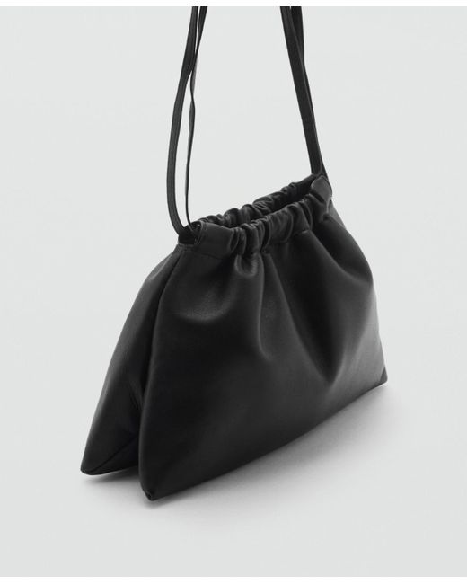 Mango Leather Mini Shopper Bag in Black | Lyst
