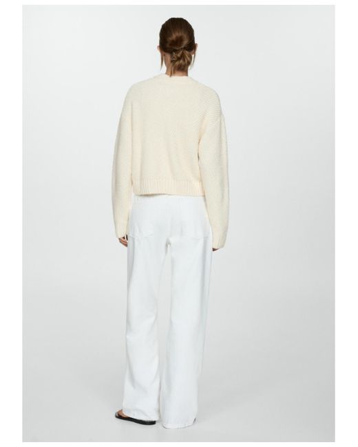 Mango Zipper Detail Knitted Jacket in White | Lyst