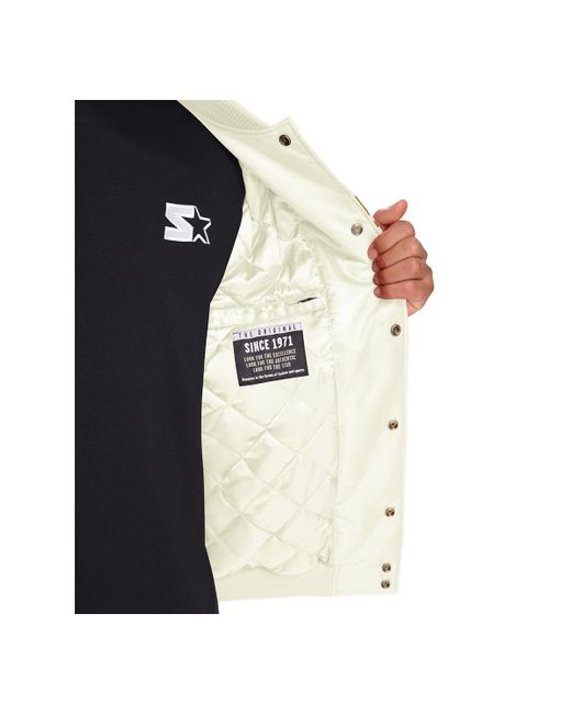 Starter Classic-fit Satin Varsity Bomber Jacket in Natural for Men | Lyst
