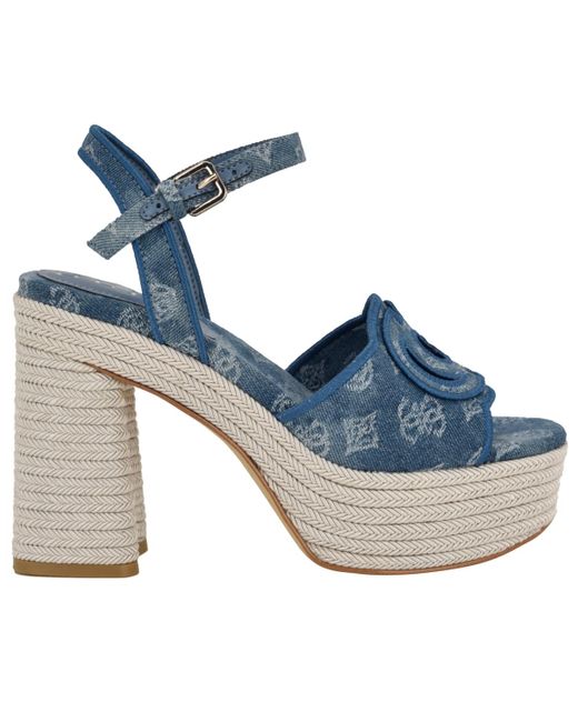 Guess Formaly-g Cutout Fabric Logo Platform Espadrille Dress Sandals in ...