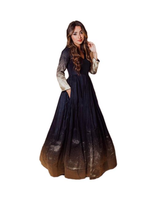 Ras Blue And Gold Long Sleeve Gown | Lyst