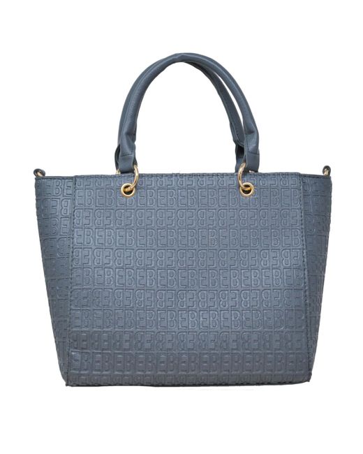 Bebe Celia Embossed Logo Satchel Bag in Blue | Lyst