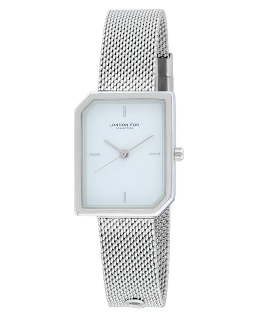 London Fog Cavern Alloy Mesh Watch in White | Lyst