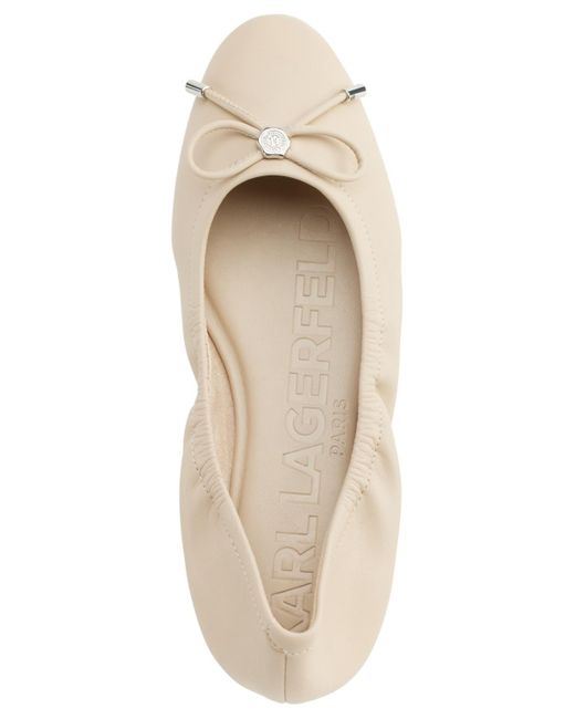 Karl Lagerfeld Velma Almond Toe Ballet Flats in White | Lyst