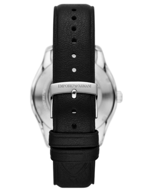 Emporio Armani Automatic Leather Strap Watch 41mm in Gray for Men | Lyst
