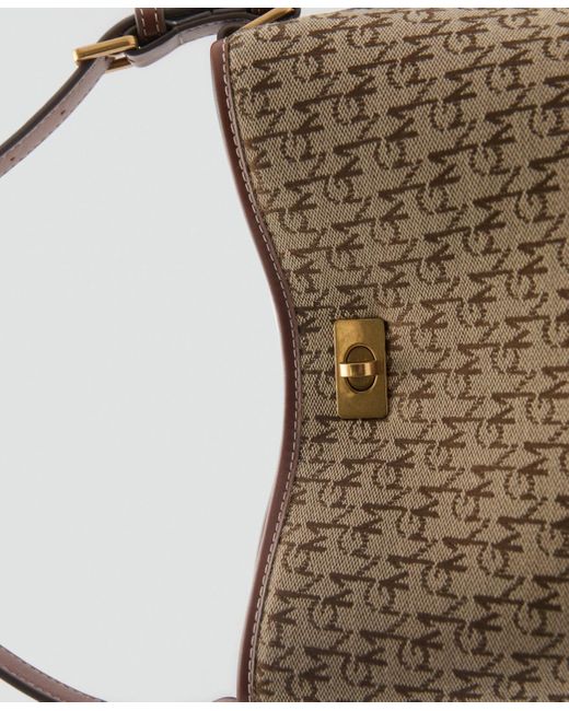 Mango Printed Logo Shopper Bag in Brown | Lyst