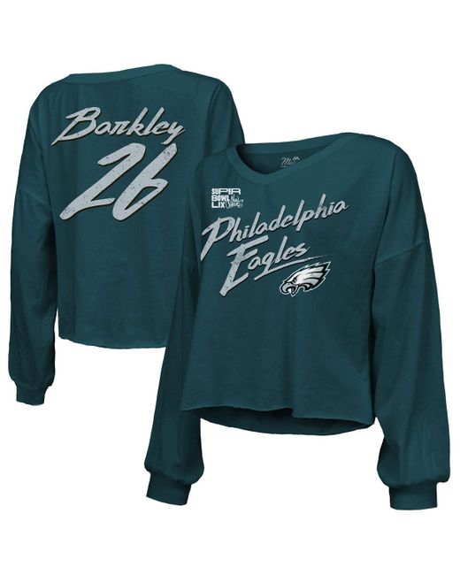 Majestic Saquon Barkley Midnight Philadelphia Eagles Super Bowl Lix Name Number Off-shoulder ...