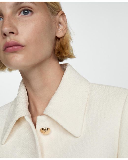 Mango Buttons Detail Tweed Jacket in White | Lyst