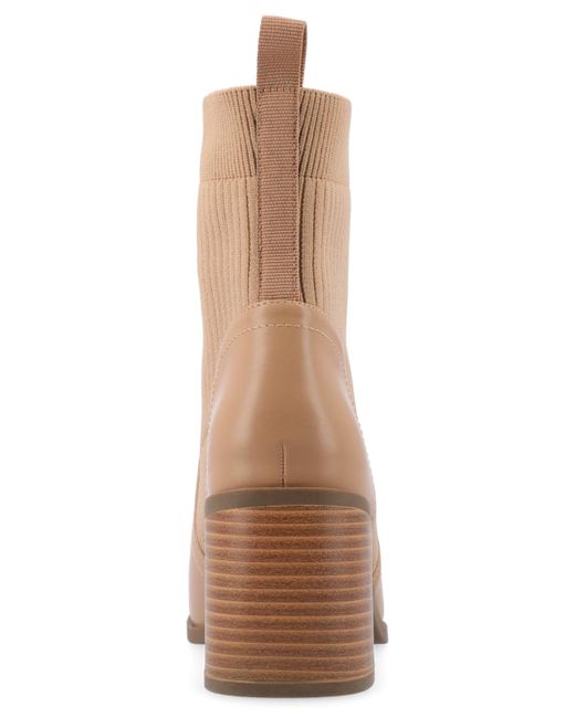 Journee Collection Harlowe Chelsea Knit Block Heel Booties in Natural ...