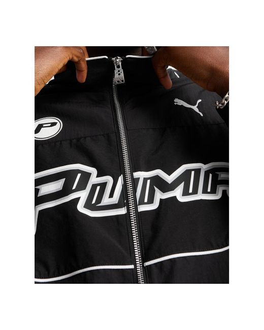 PUMA Relaxed-fit Logo Graphic Track Jacket in Black for Men | Lyst