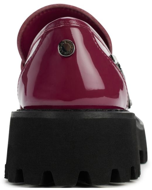 Karl Lagerfeld Gaston Rocker Almond Toe Lug Loafers in Red | Lyst