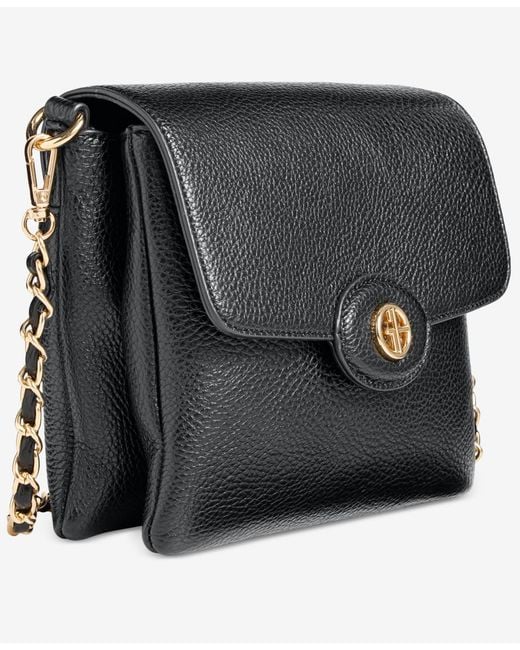 Giani Bernini Pebble East West Small Flap Crossbody in Black | Lyst