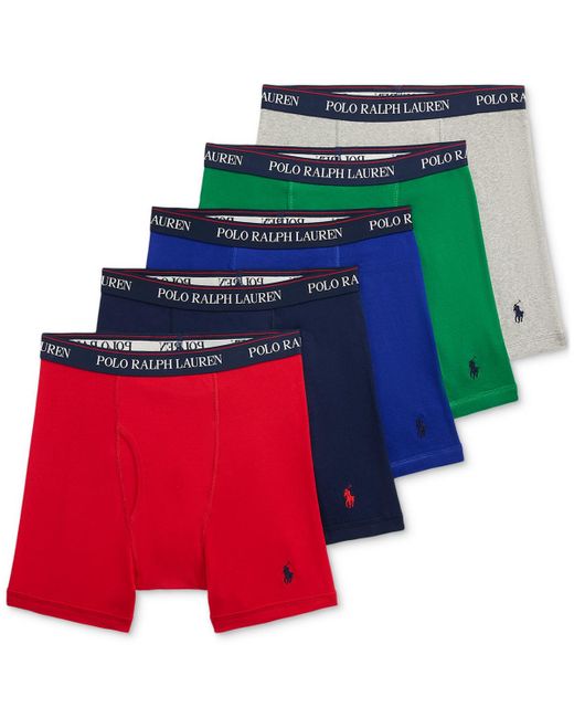 Polo Ralph Lauren 5-pack Classic-fit Cotton Knit Boxers in Red for Men ...