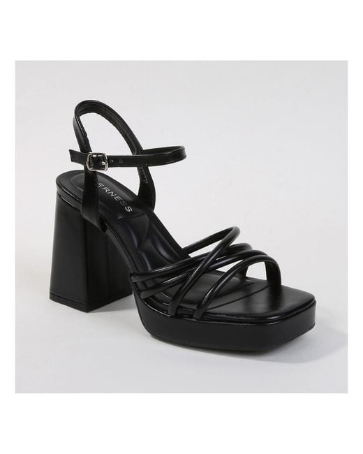 BERNESS Cinthia Tubular Strap Platform Block Heel Sandals in Black | Lyst