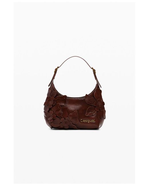 Desigual Shiny Mini Floral Bag in Brown | Lyst