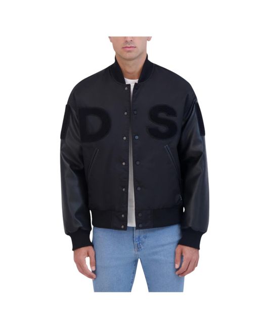 Hudson Jeans Hdsn Logo Varsity Jacket With Leather Sleeves in Blue for ...