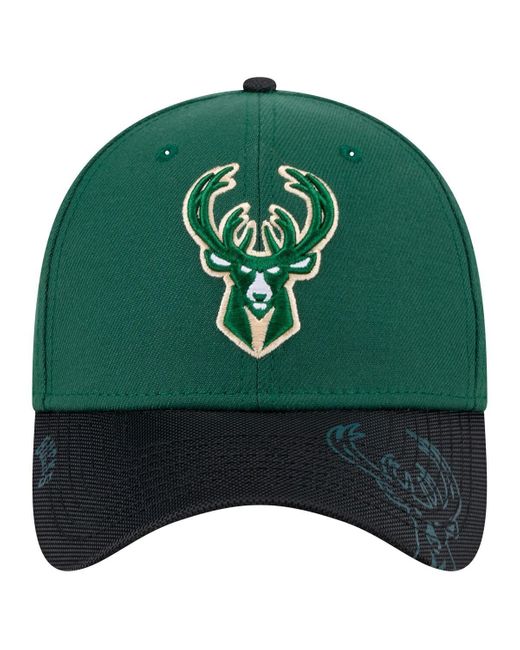 KTZ Hunter Green Milwaukee Bucks Sport Night Visor Hit 39thirty Flex ...