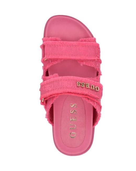 Guess Fabulon Two Strap Sporty Footbed Sandals in Pink | Lyst