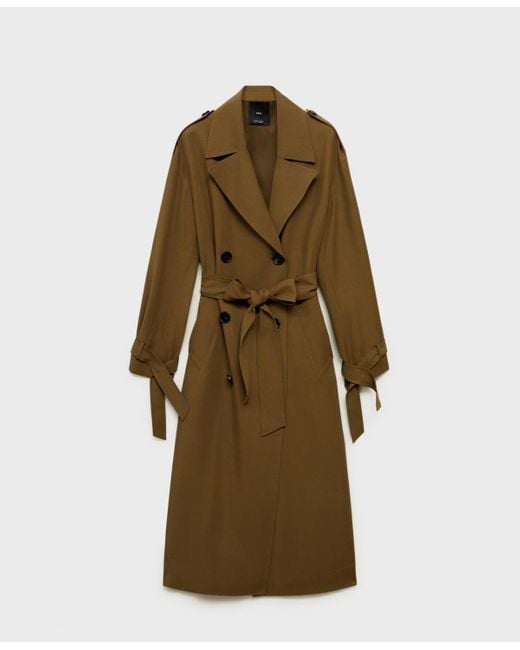 Mango Oversized Long Lyocell Trench Coat in Natural | Lyst