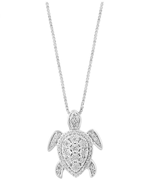 Effy Effy Diamond Sea Turtle 18" Pendant Necklace (1/4 Ct. T.w. in ...