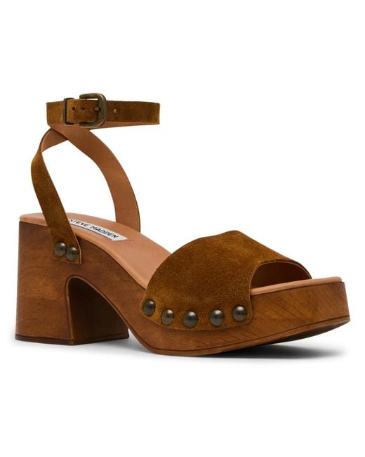 Steve Madden Karsin Wooden Platform Sandals in Brown | Lyst
