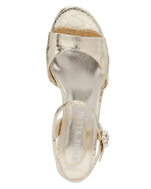 Anne Klein Piper Platform Block Heel Dress Sandals in Metallic | Lyst