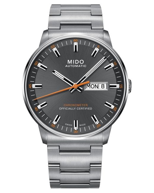 MIDO Swiss Automatic Commander Ii Cosc Bracelet Watch 40mm in Gray for ...
