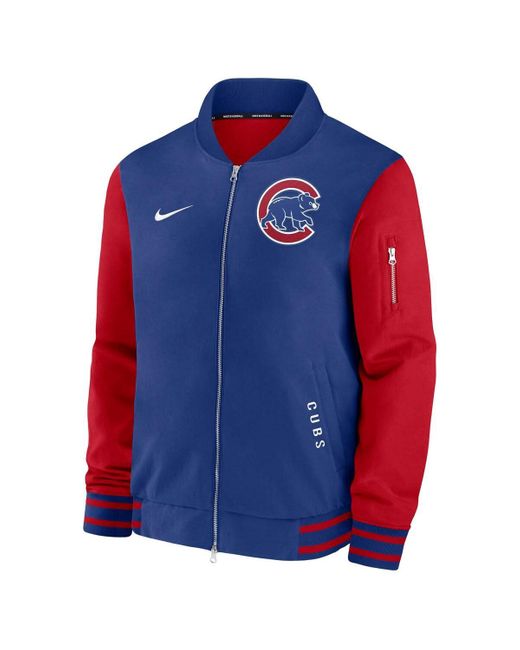 Nike Royal/red Chicago Cubs Authentic Collection Dugout Full-zip Bomber ...