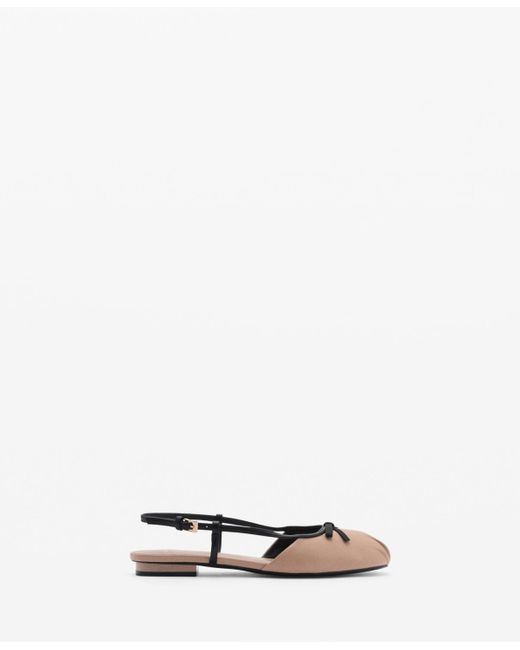 Mango Sling Back Ballerina Shoes in Natural | Lyst