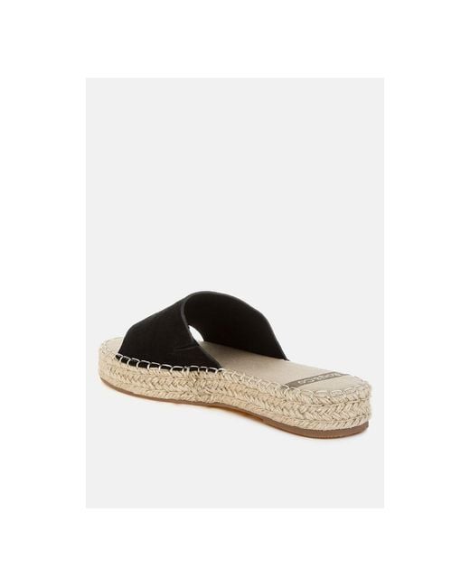 Rag & Co Huntra Real Soft Leather Espadrille Flatforms in Black | Lyst