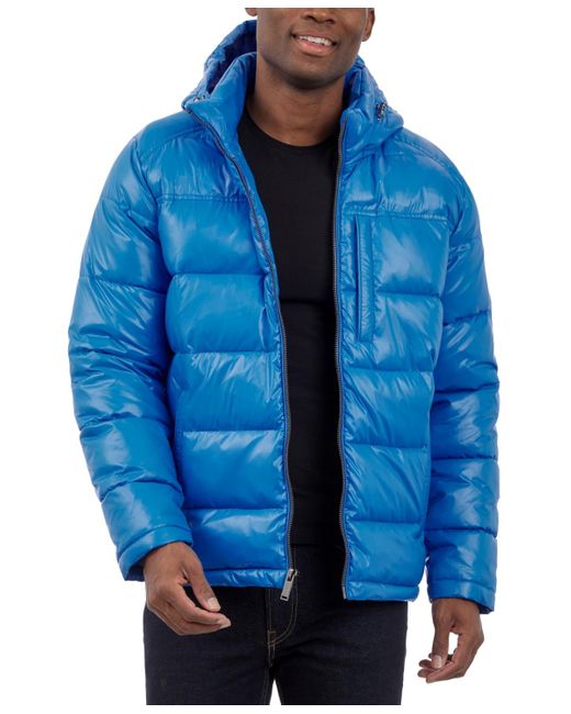Michael Kors Shine Puffer Jacket in Blue for Men | Lyst