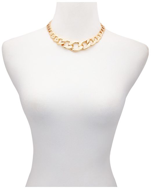 Guess Tone Logo-detail Graduated Chunky Curb Chain Statement Necklace ...