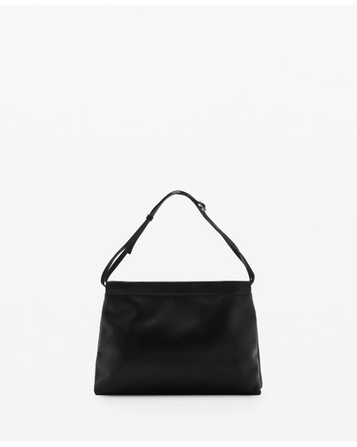 Mango Leather Mini Shopper Bag in Black | Lyst