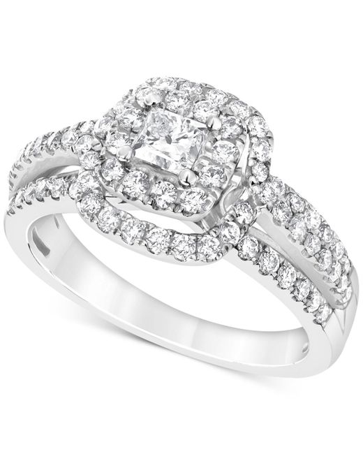 Macy's Diamond Princess & Round Cluster Ring (1 Ct. T.w. in White | Lyst