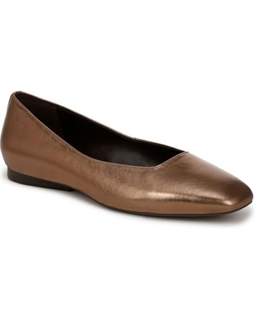 Naturalizer Chelsea Square Toe Ballet Flats in Brown | Lyst