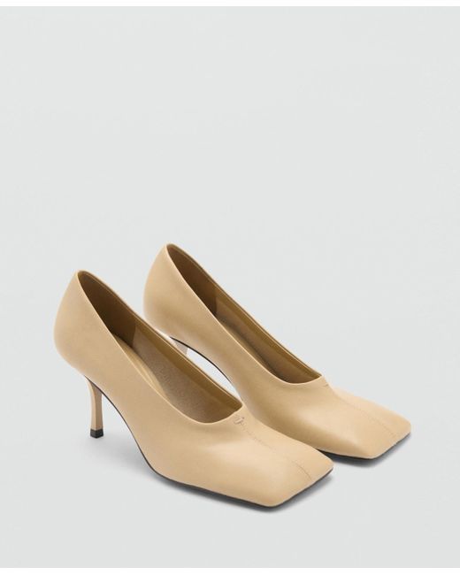 Mango Leather Square-toe Shoes in Natural | Lyst
